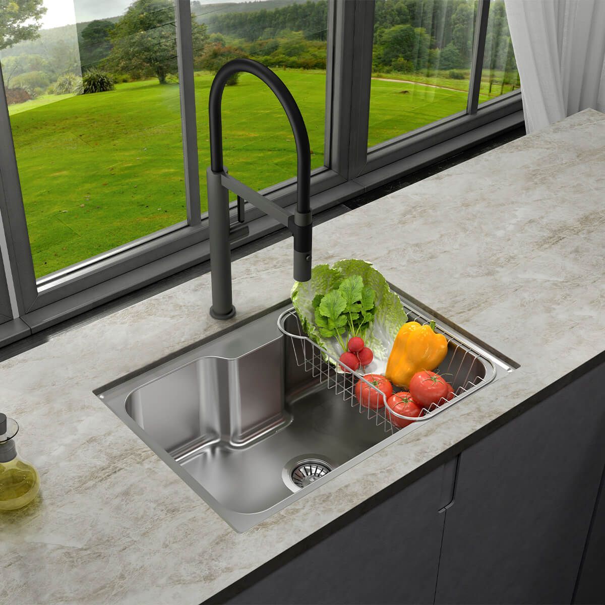 CUBA INOX DEBACCO FUNZIONALE RETANGULAR 660X450X215MM ACETINADA SEM ...