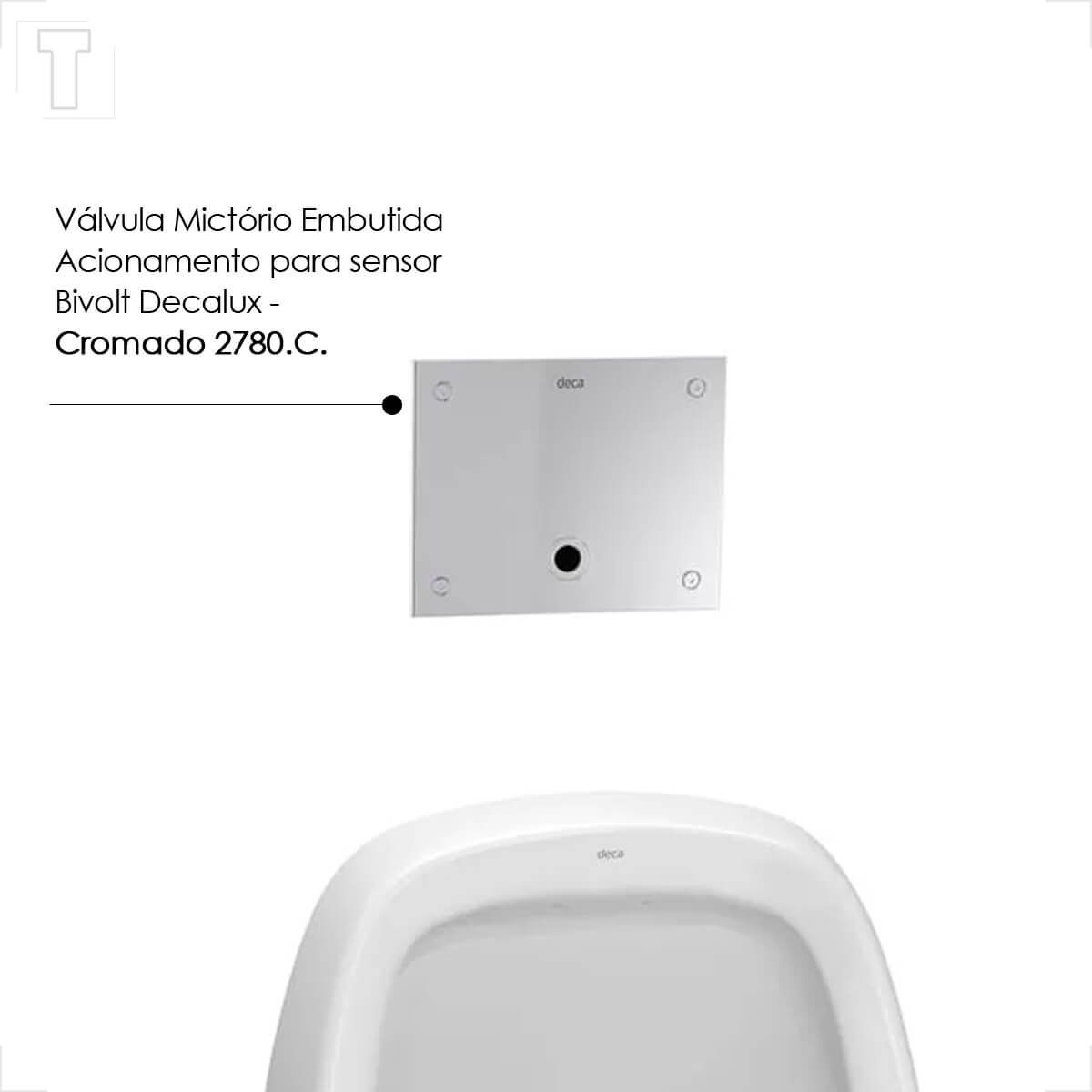 VALVULA DE DESCARGA DECA MICTORIO EMBUTIDA COM SENSOR DECALUX CROMADA
