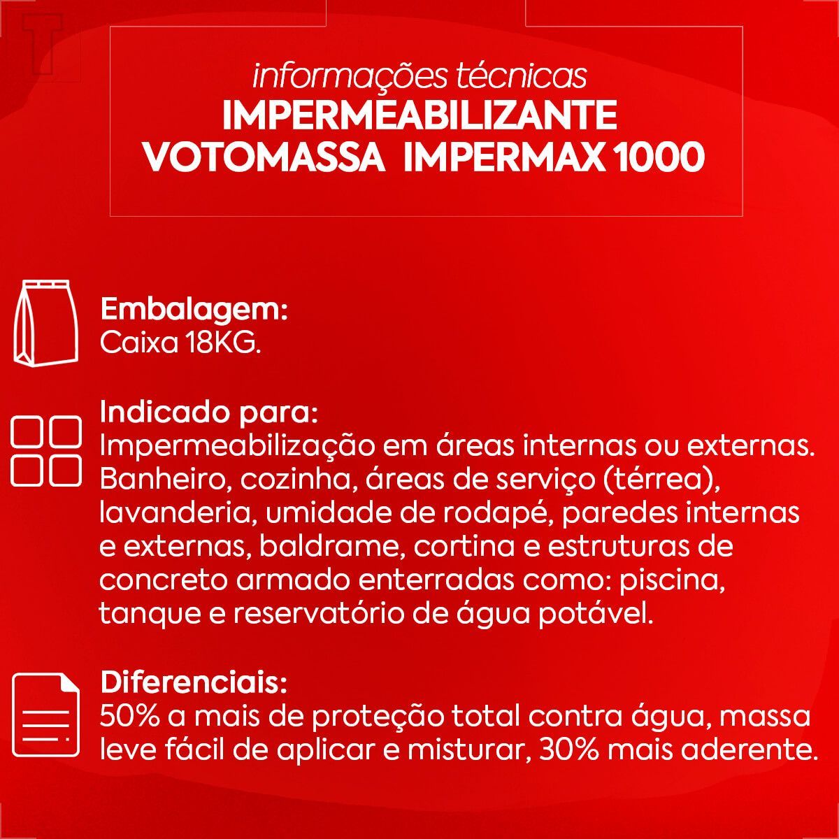 IMPERMEABILIZANTE VOTOMASSA IMPERMAX 1000 CAIXA 18KG