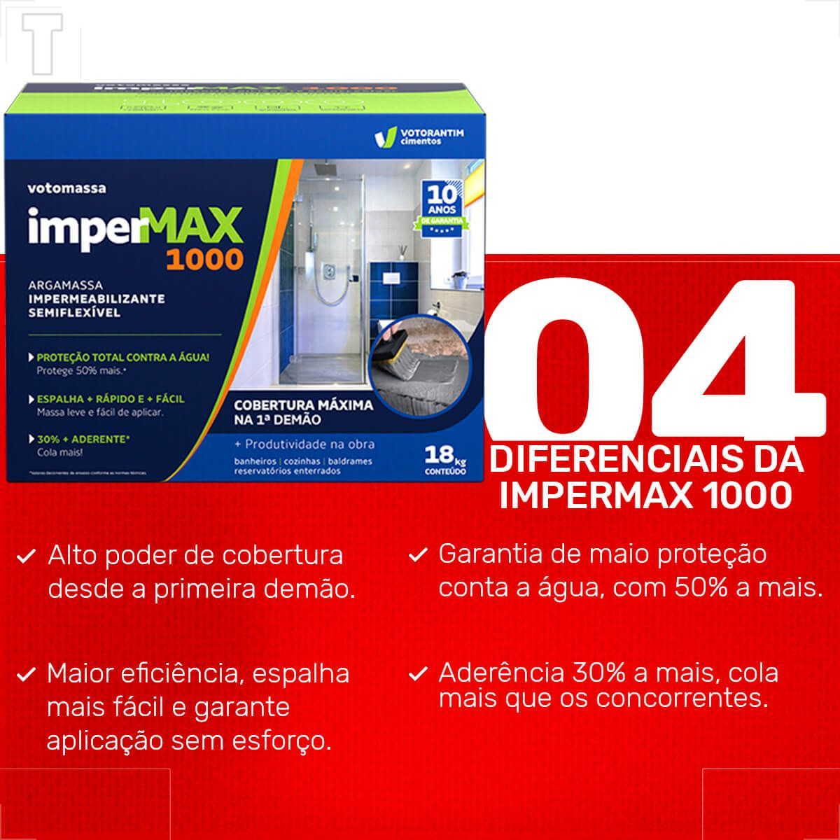 IMPERMEABILIZANTE VOTOMASSA IMPERMAX 1000 CAIXA 18KG