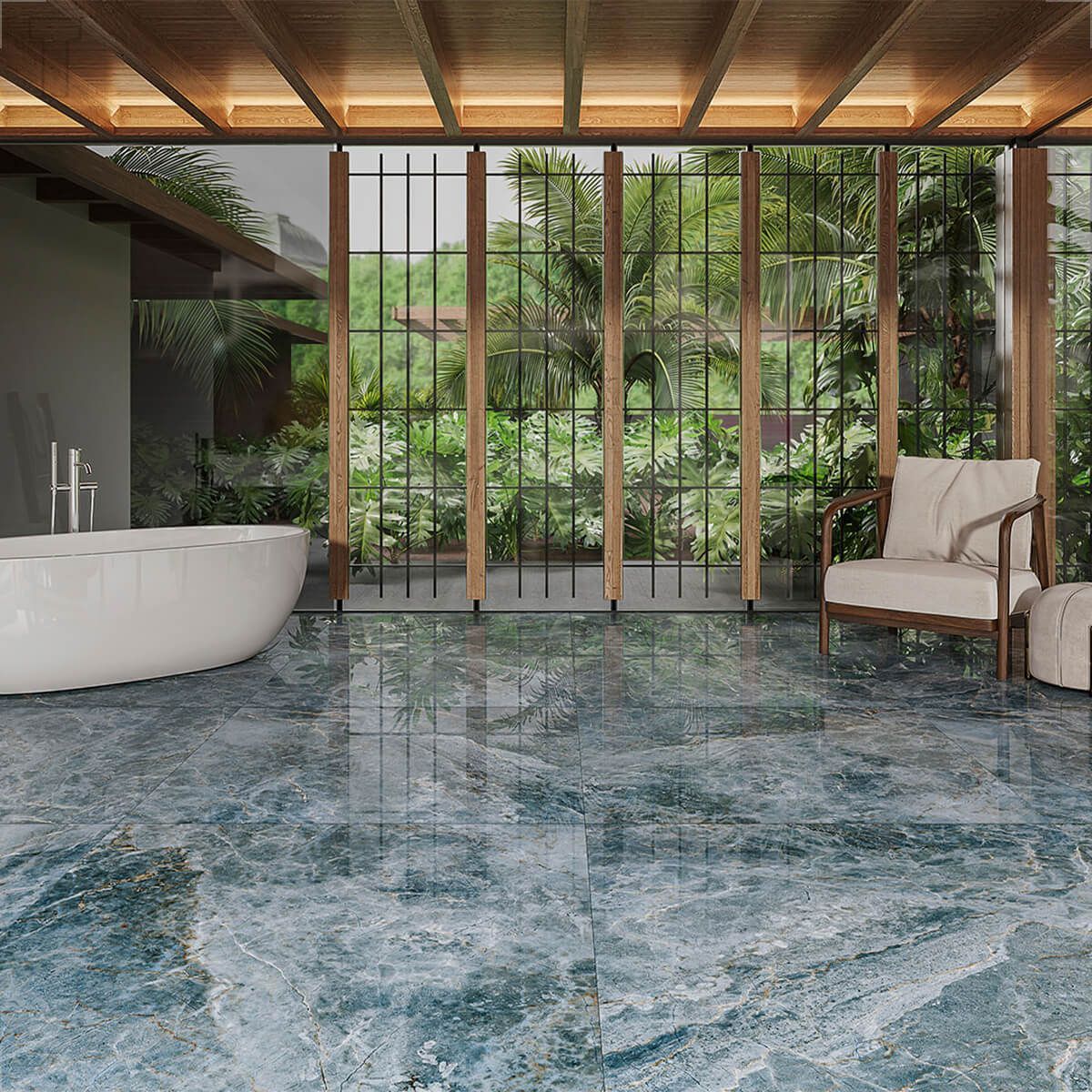 PORCELANATO VILLAGRES 80.5X140 RETIFICADO POLIDO BLUE MOON 800029A