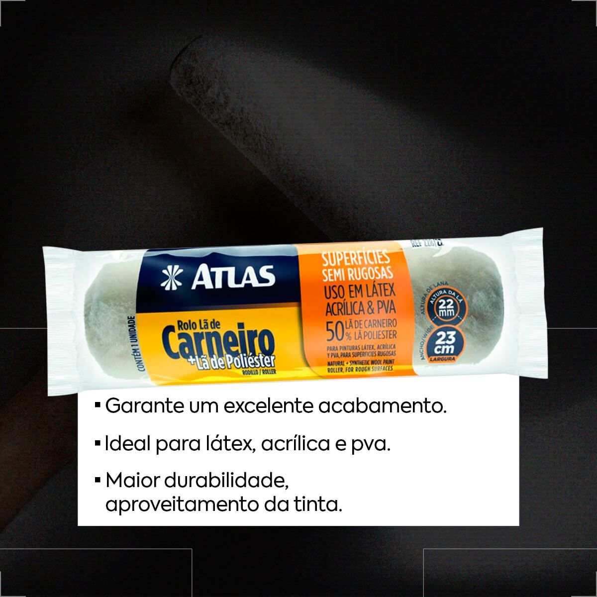 ROLO ATLAS LA/POLIESTER MISTO 23CM 228/22 S/CABO