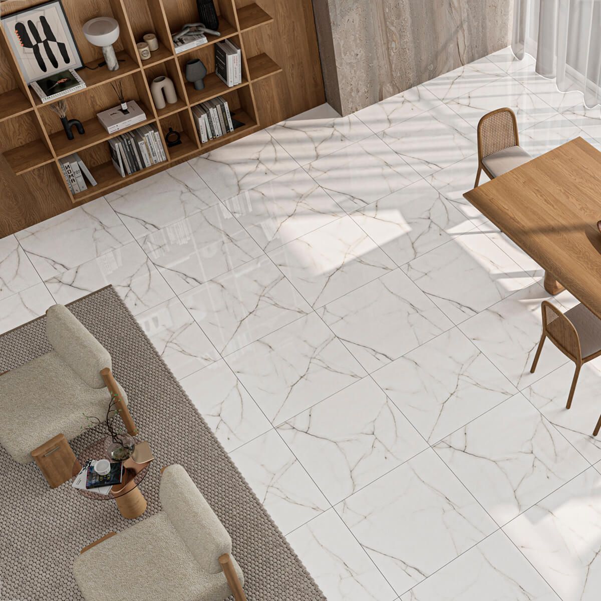 PISO LUME 75X75 RETIFICADO POLIDO THASSOS GRIS