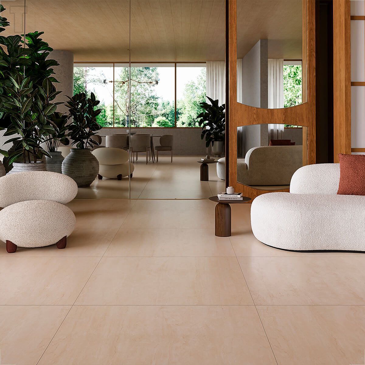 PORCELANATO VILLAGRES 123X123 RETIFICADO NATURAL TREVI 123025A