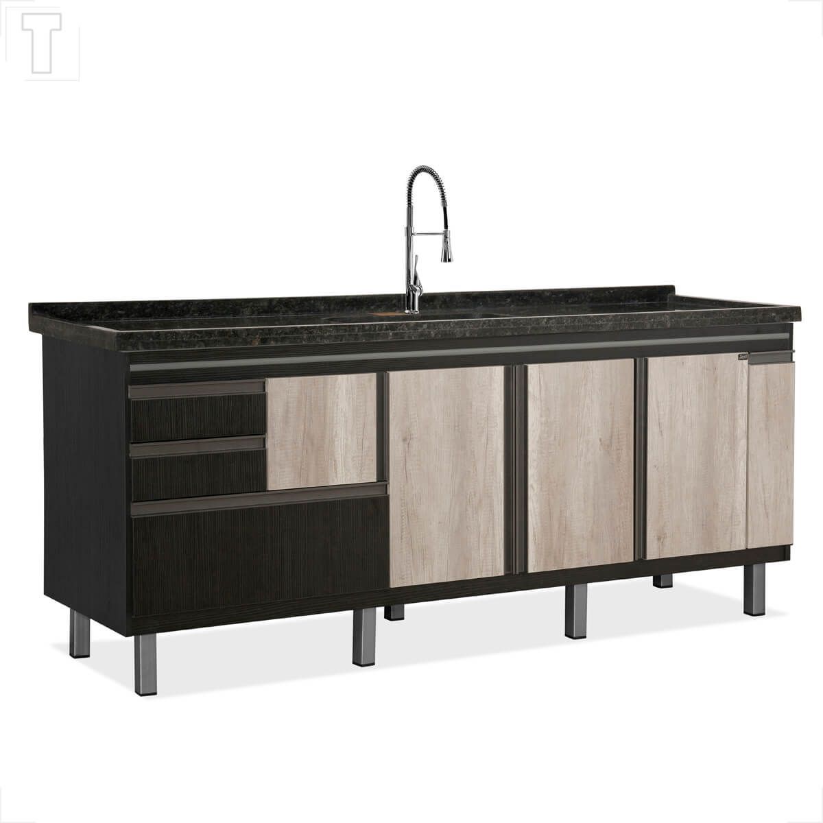 GABINETE LOCATT 1,94MT NEW ELEGANCE NERO/BARRIQUE