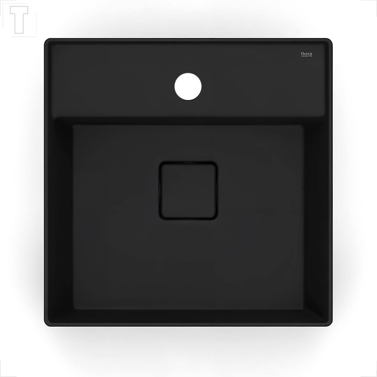CUBA ROCA TERRA QUADRADA 40X40 SEMI ENCAIXE COM MESA T10 MATTE BLACK