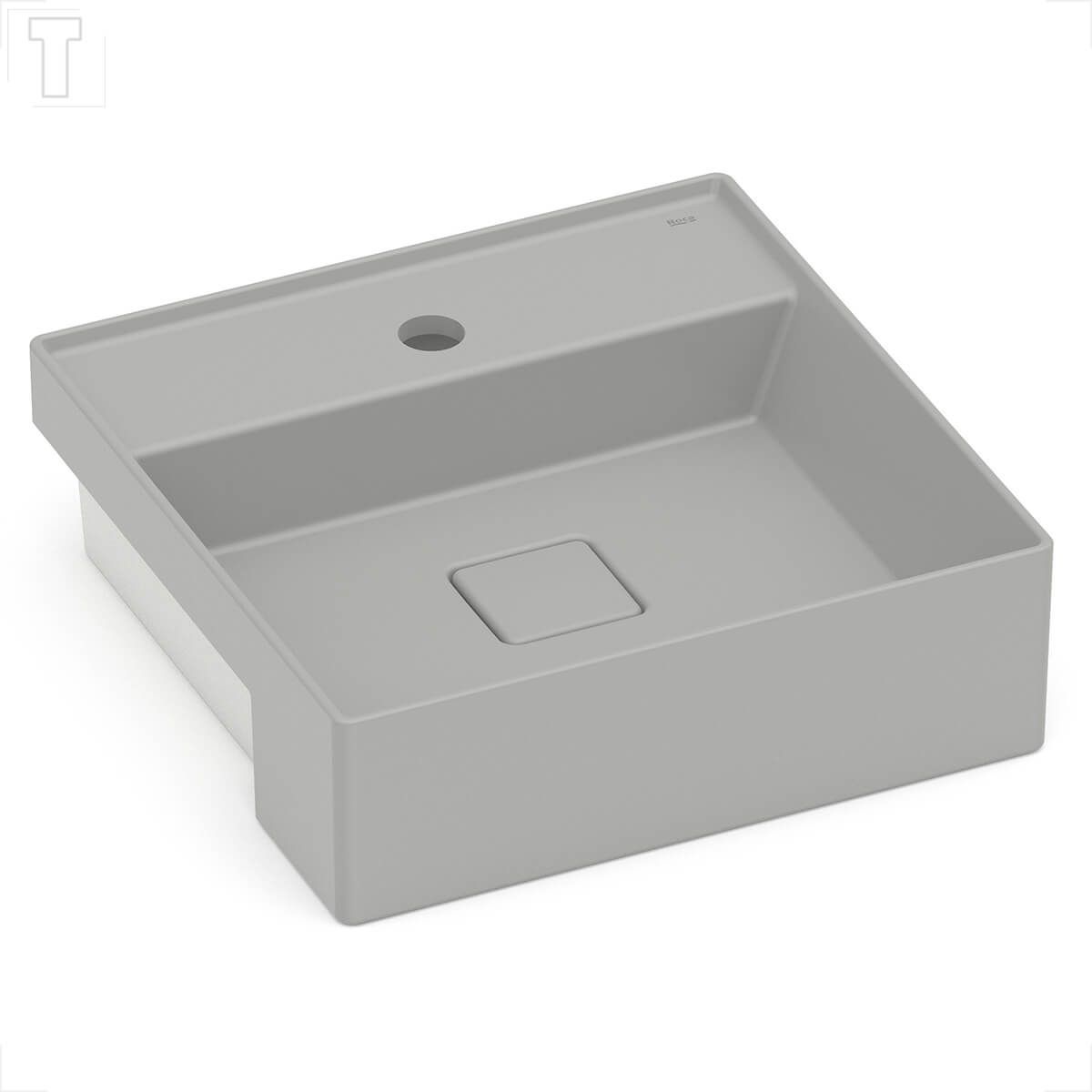 CUBA ROCA TERRA QUADRADA 40X40 SEMI ENCAIXE COM MESA T10 STONE
