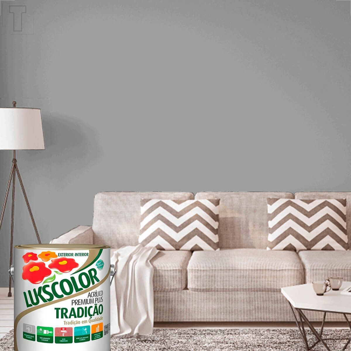 TINTA LATEX LUKSCOLOR TRADICAO ACRILICO FOSCO 3600ML ELEFANTE