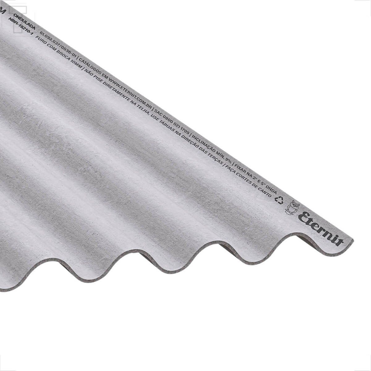 TELHA ONDULADA ETERNIT 305X110X6MM S/AMIANTO