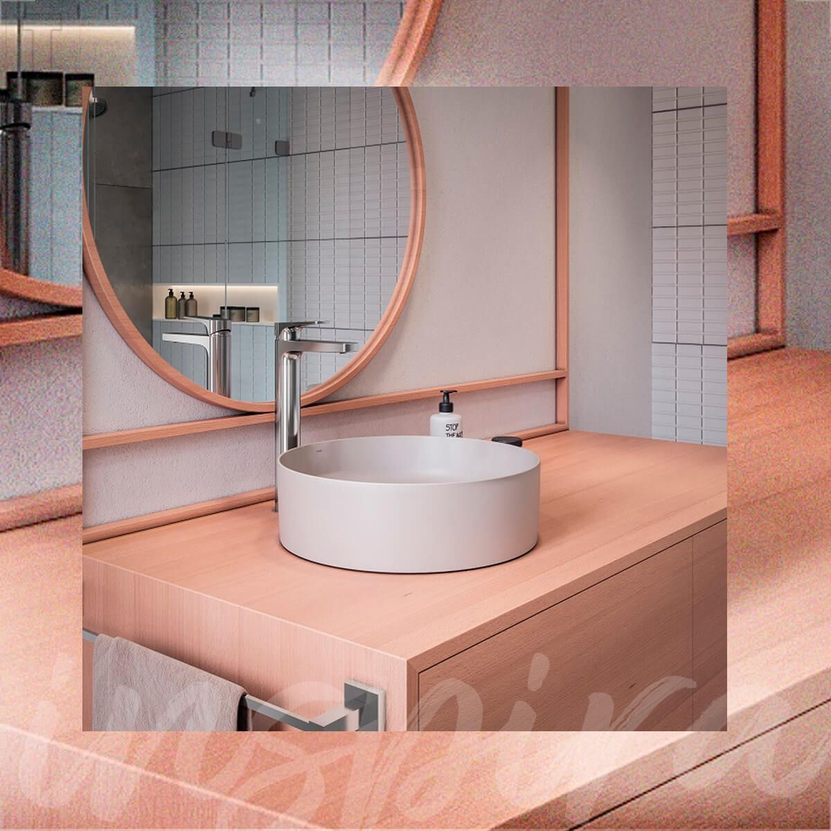 CUBA ROCA DE APOIO INSPIRA ROUND BEIGE REDONDA 370X370 VALVULA 7/8